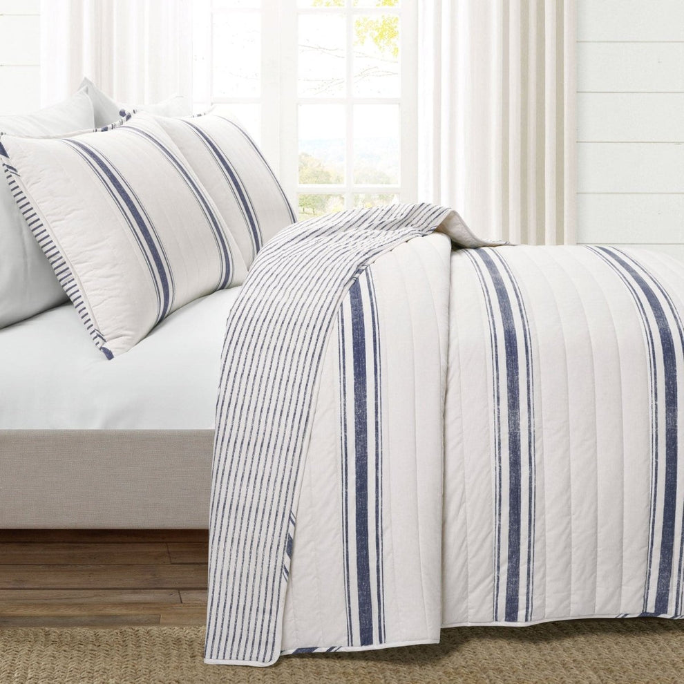 Farmhouse Stripe Reversible Cotton Quilt Set – Zulily
