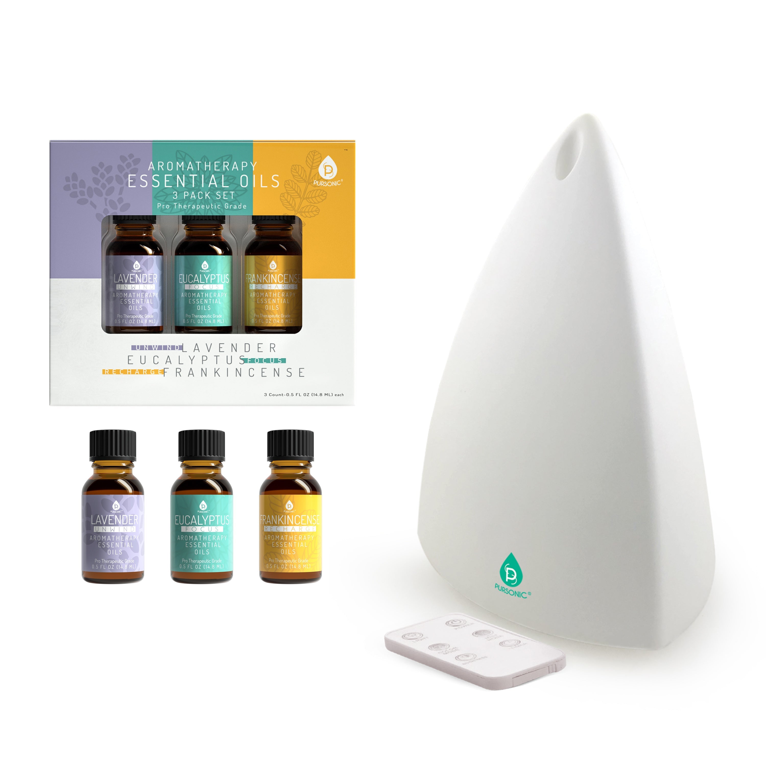 Pursonic Pursonic Aromatherapy Diffuser & Essential Oil Set -Ultrasoni ...