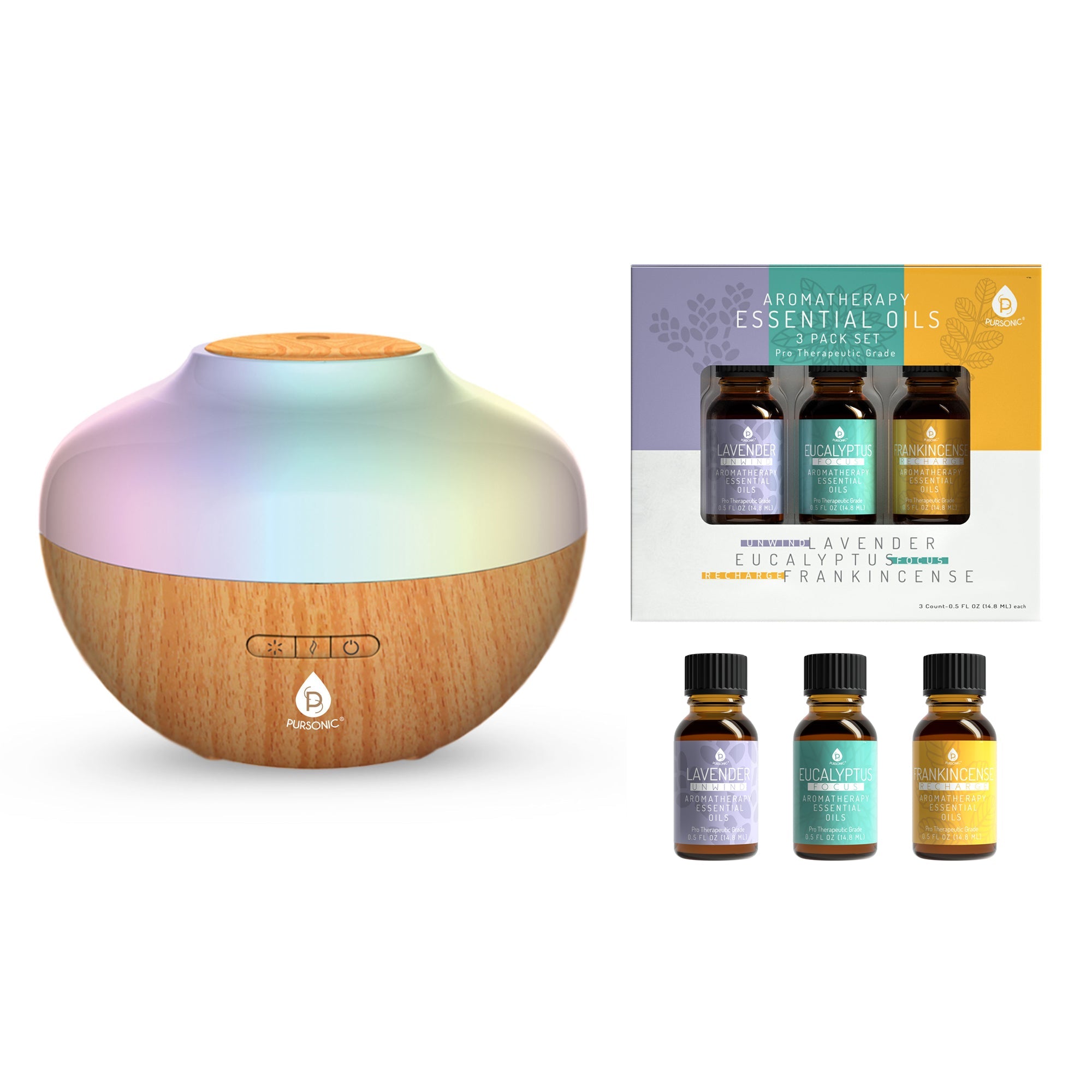 Pursonic Pursonic Aromatherapy Diffuser & Essential Oil Set-Ultrasonic ...