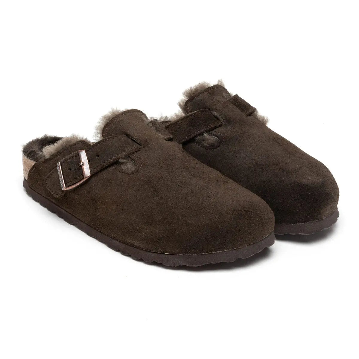 Birkenstock Boston Shearling Suede Leather Mocha Clogs – Zulily