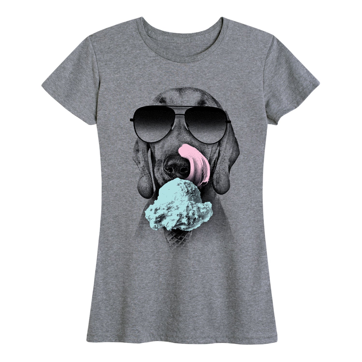 Women's - Instant Message - Dog Licking Ice Cream Short Sleeve Graphic T-Shirt – Zulily