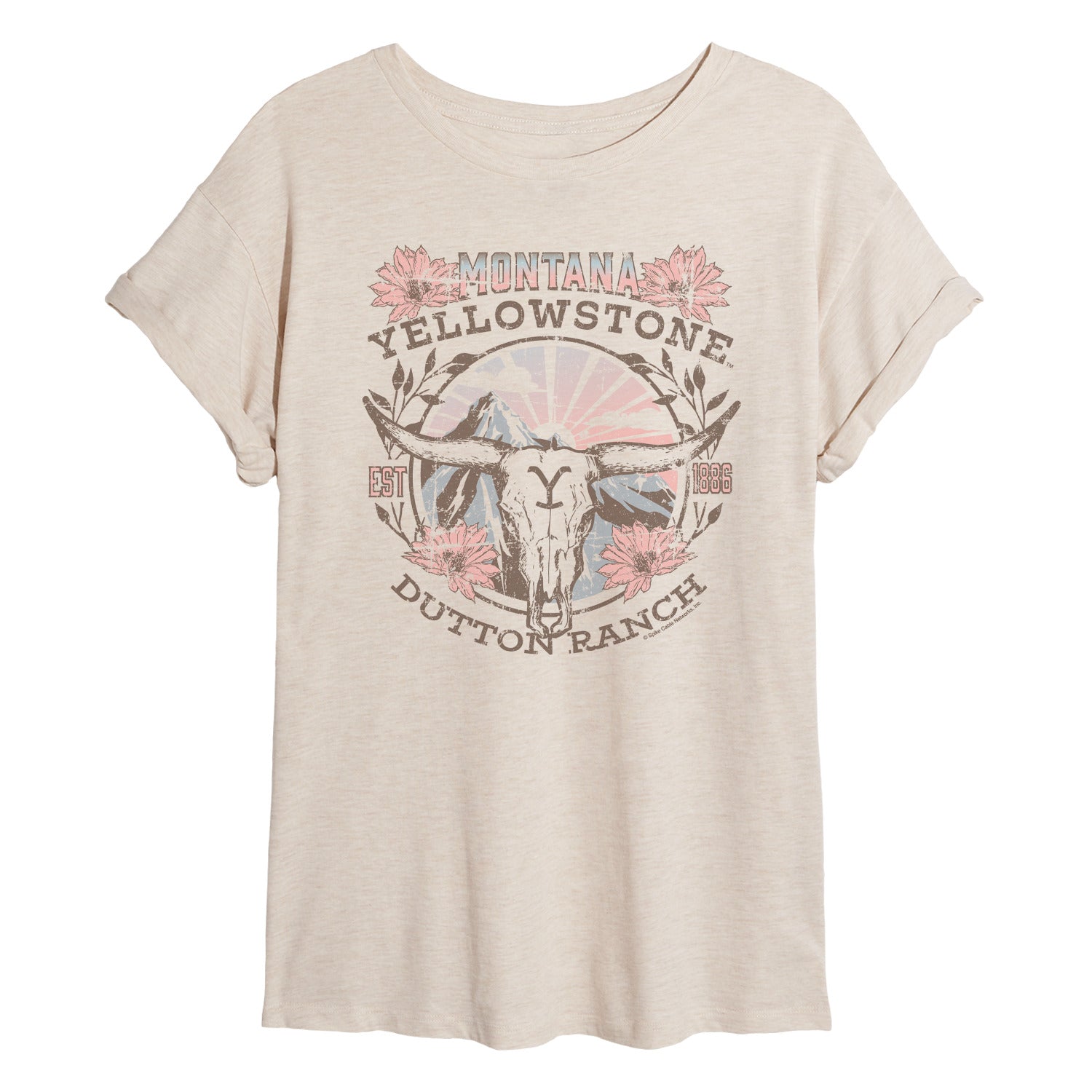 Women's - Yellowstone - Montana Skull Dutton Ranch Oversized Graphic T ...