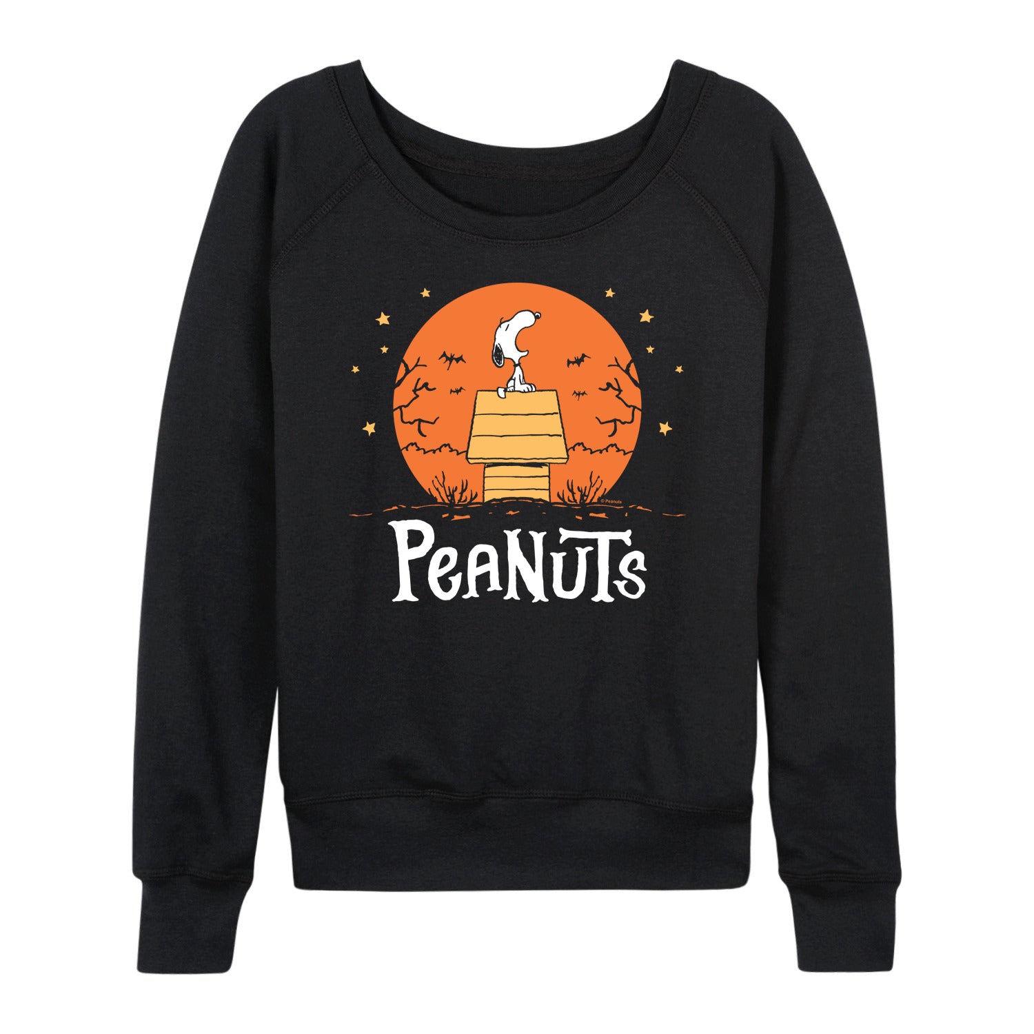 Women's - Peanuts - Snoopy Howling Lightweight French Terry Wide Neck ...