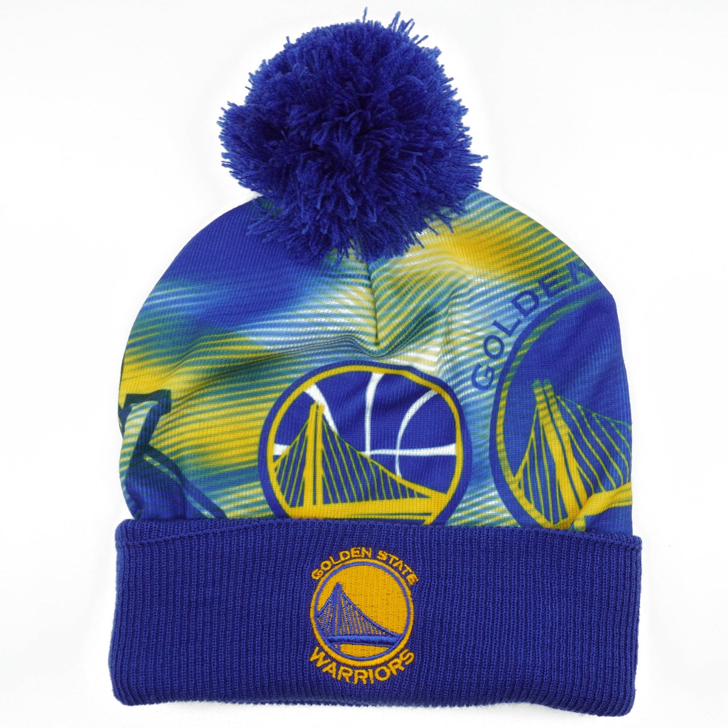 Men's Mitchell & Ness NBA Golden State Warriors Sublimated Cuffed Pom ...