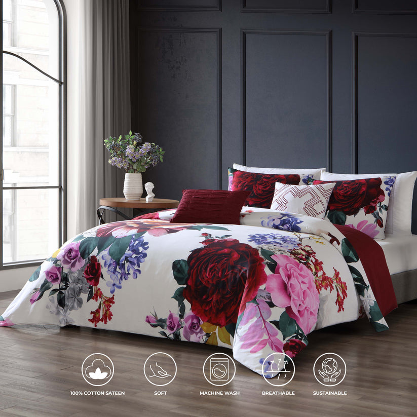 Bebejan 5 Piece Reversible Comforter Set Magenta Floral – Zulily