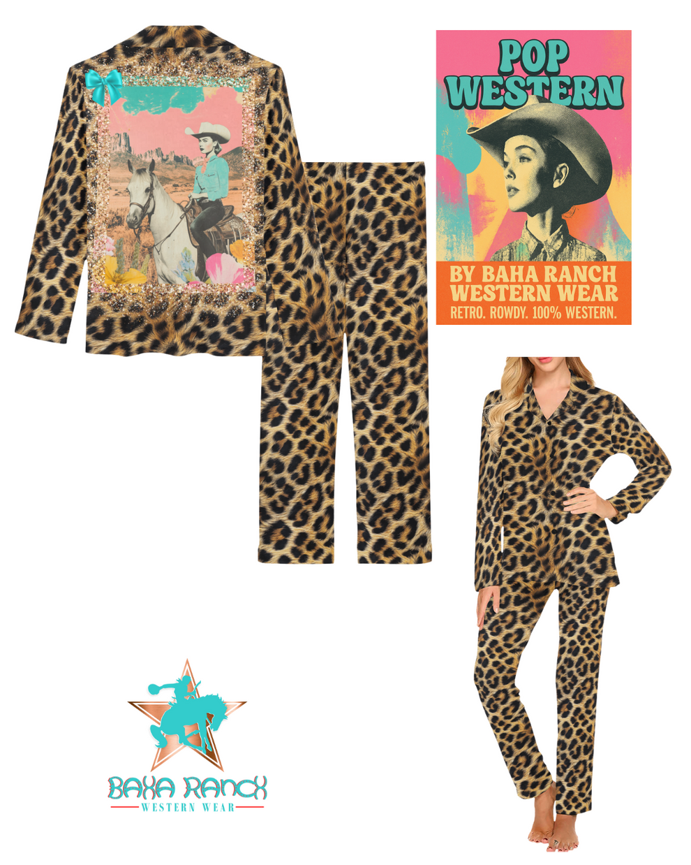 Baha Ranch Retro Pop Western Leopard Pajamas Set – Zulily