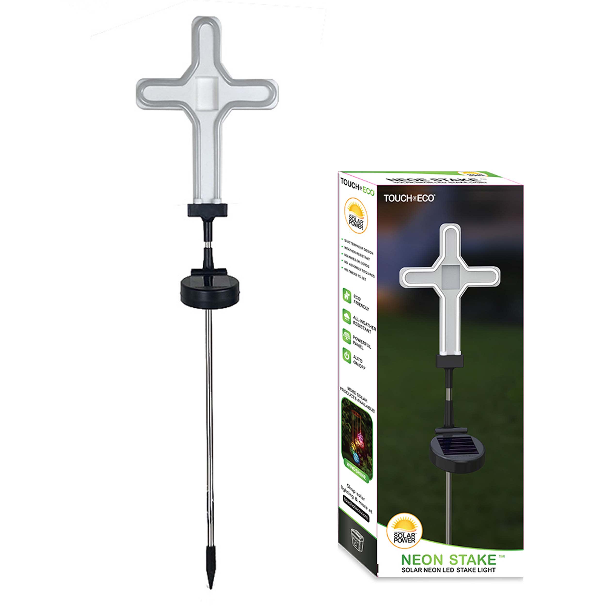 Touch Of ECO Solar Powered LED Cross Silhouette Outdoor Garden Décor S ...