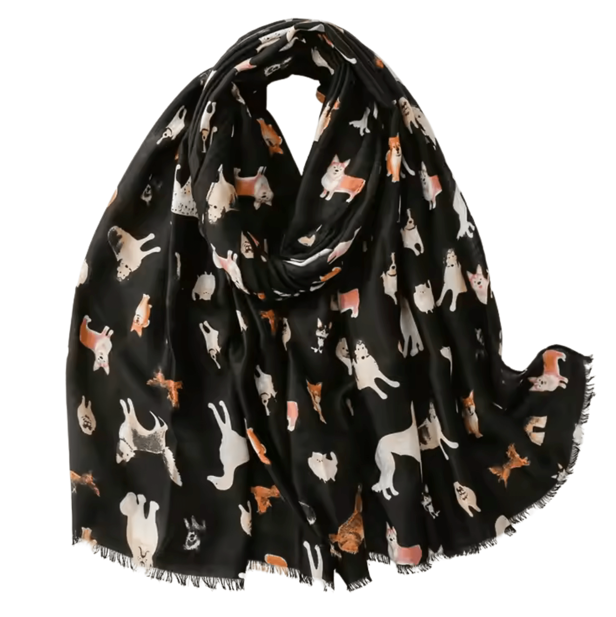 Charming Dog Print Scarf with Frayed Edges – Zulily