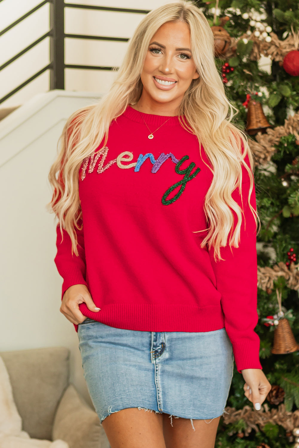 Reagan Tinsel Merry Letter Sweater by Threaded Pear – Zulily