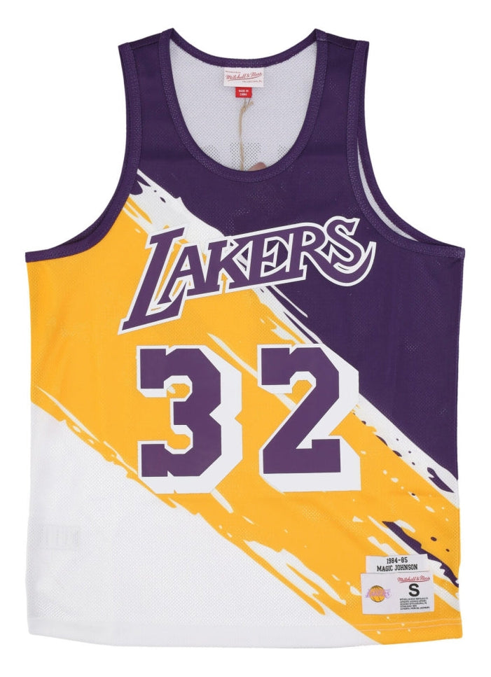 Men's Mitchell & Ness Paint Brush Nn Mesh Tank Lakers Magic Johnson ...