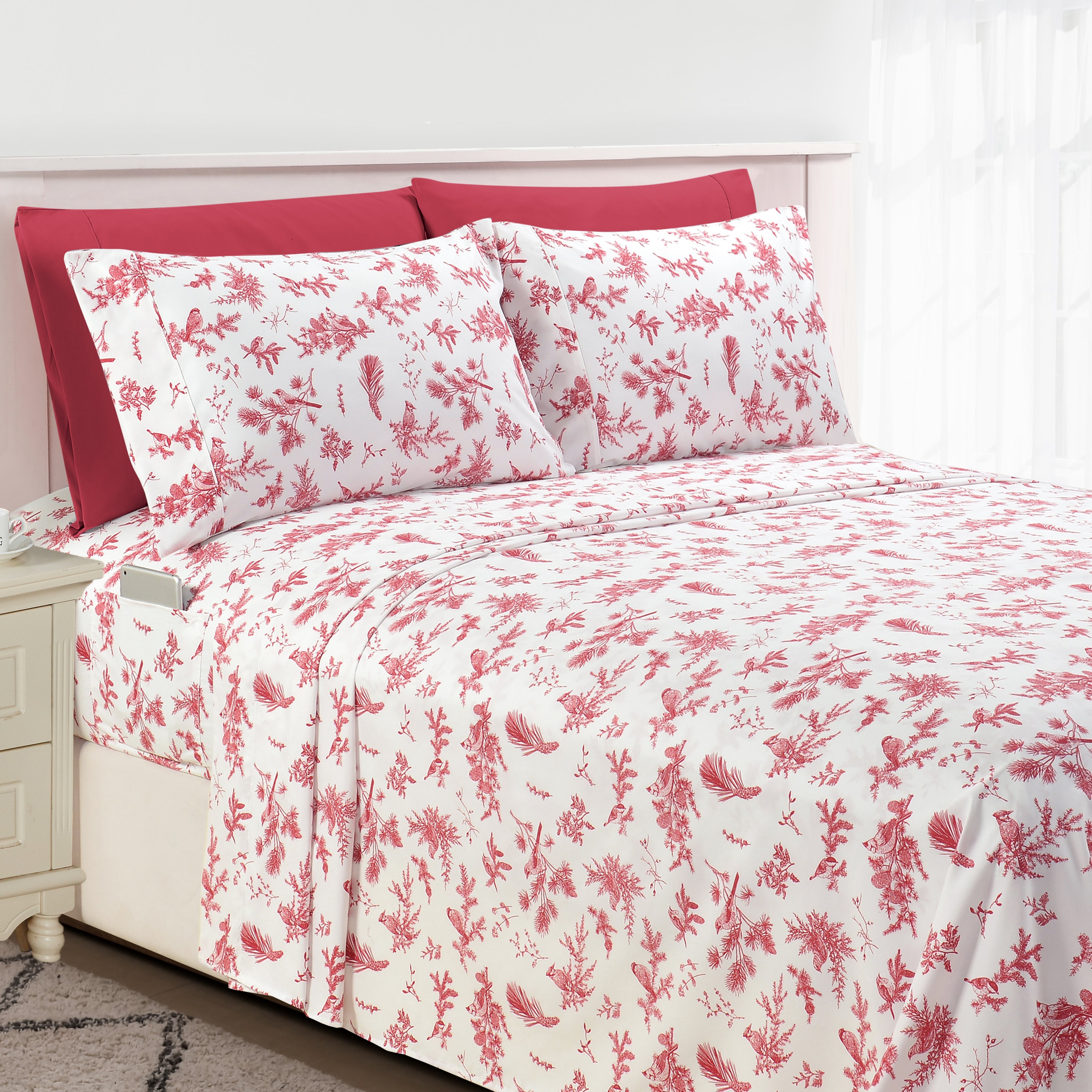 Elegant Comfort 6-Piece Floral and Stripe Pattern Sheet Set - Soft as ...