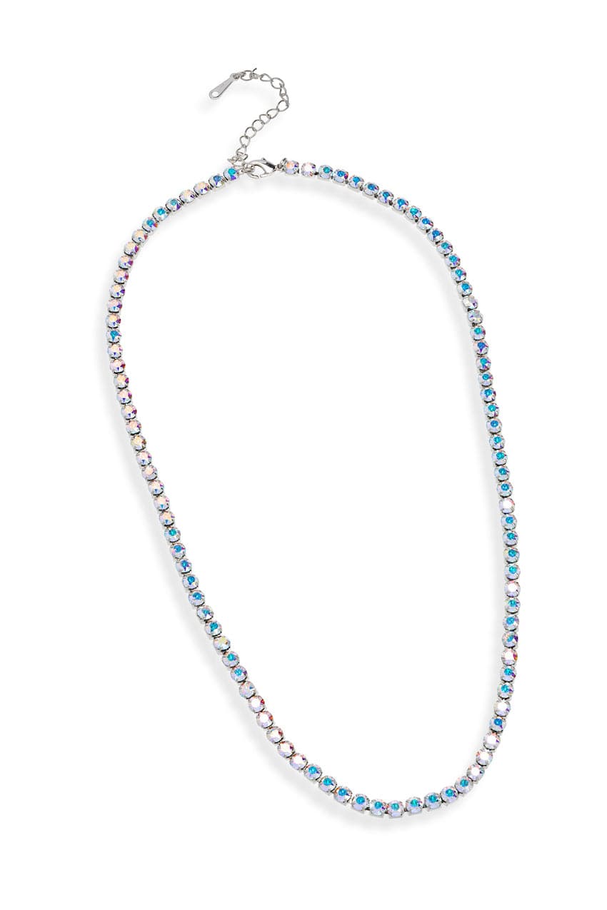 Silvertone Aurora Borealis Crystal Tennis Necklace with Swarovski Crys ...