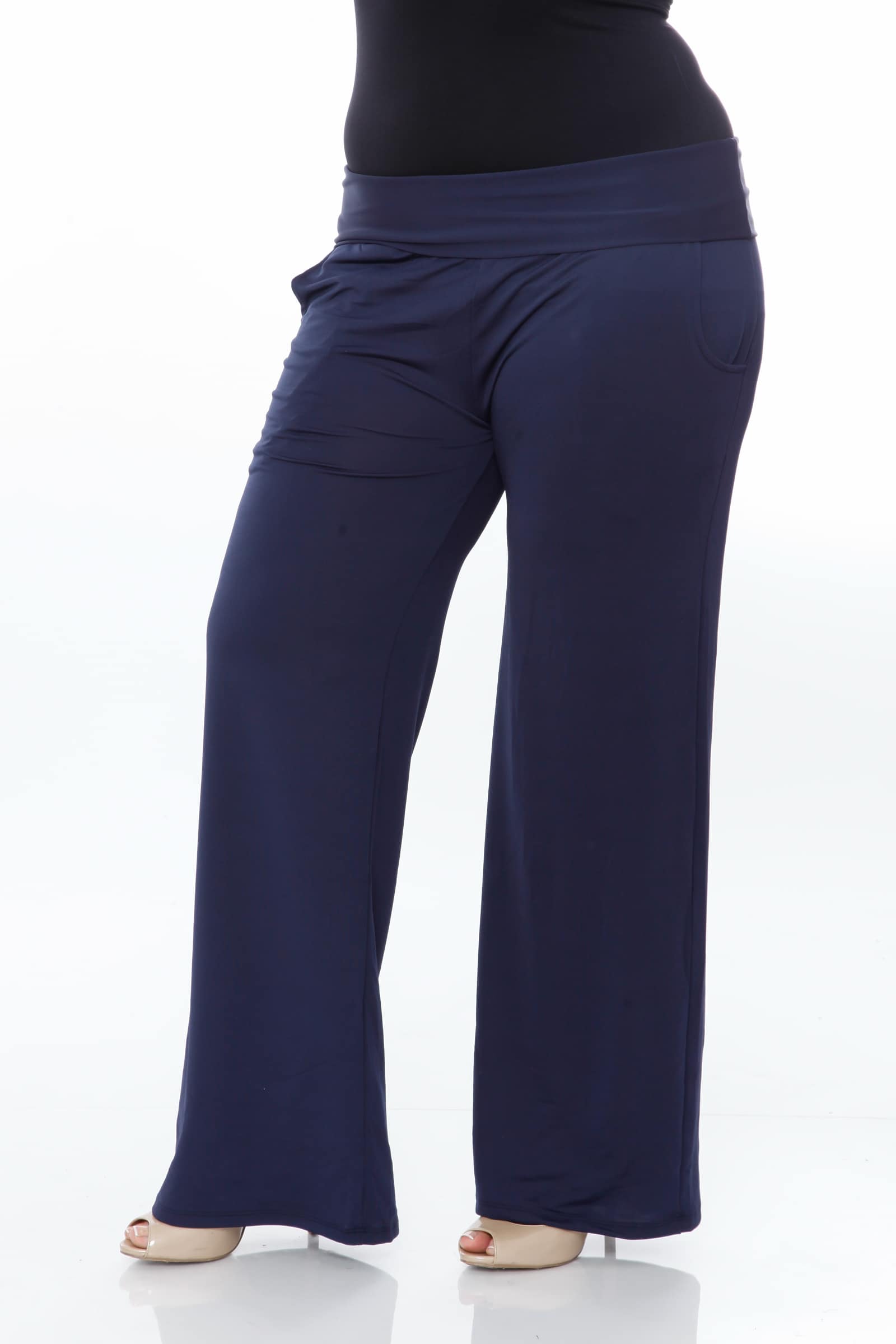 White Mark Women's Plus Size Solid Palazzo Pants – Zulily