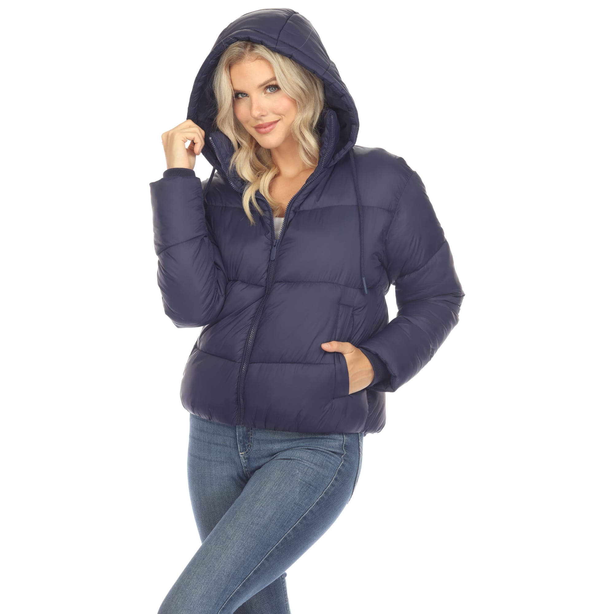 White Mark Women's Full Front Zip Hooded Bomber Puffer Jacket – Zulily