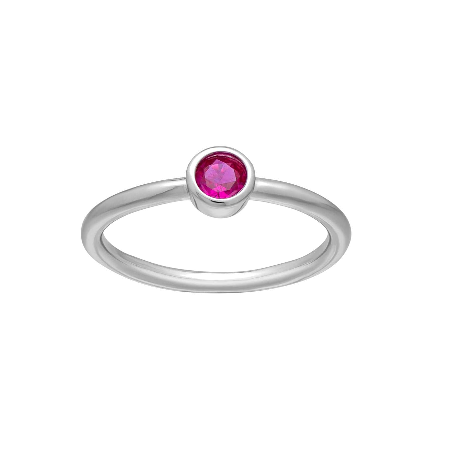 callura Silvertone CZ Birthstone Stackable Solitaire Ring – July Ruby ...