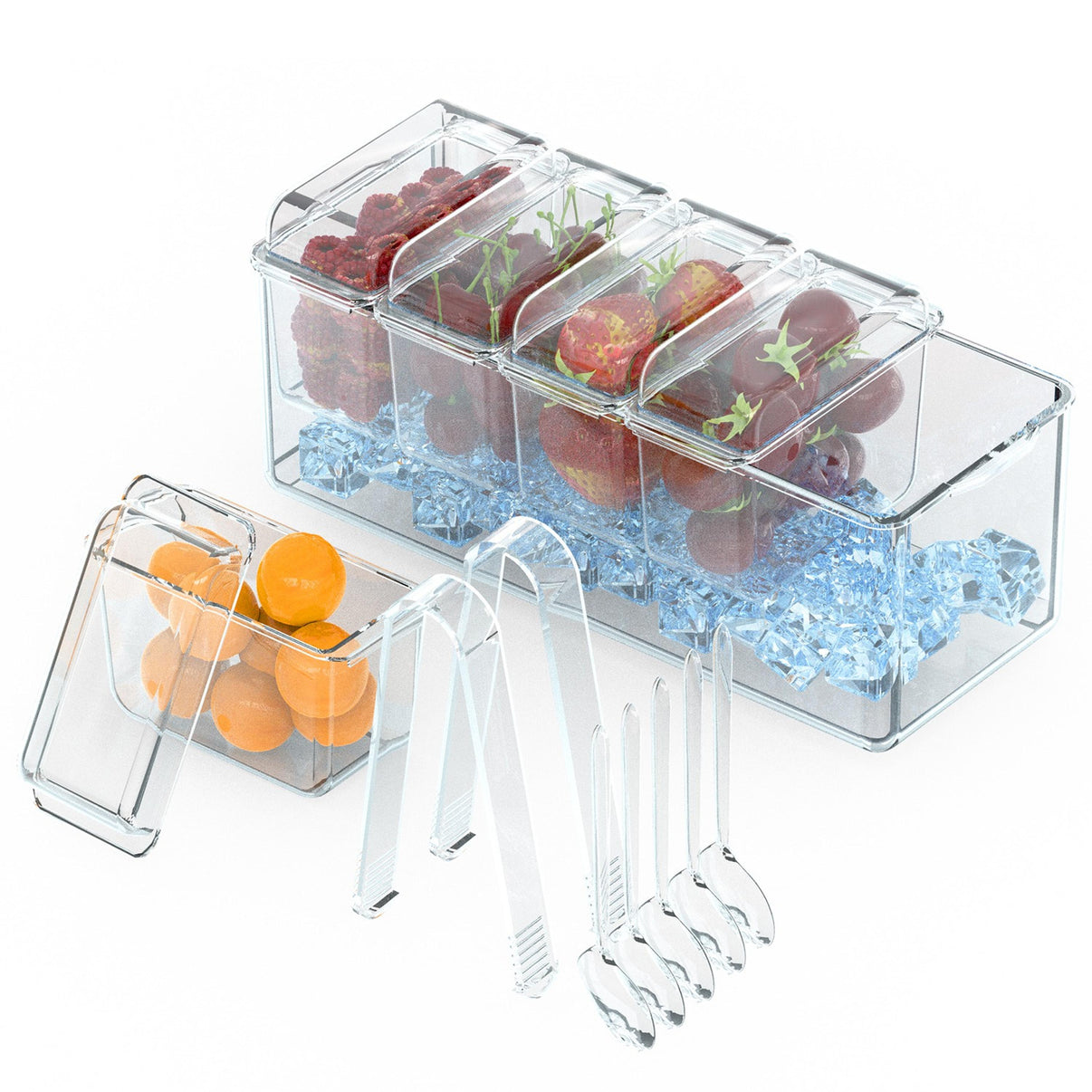Fresh Fab Finds Ice Chilled Condiment Caddy Serving Tray Container Bar ...