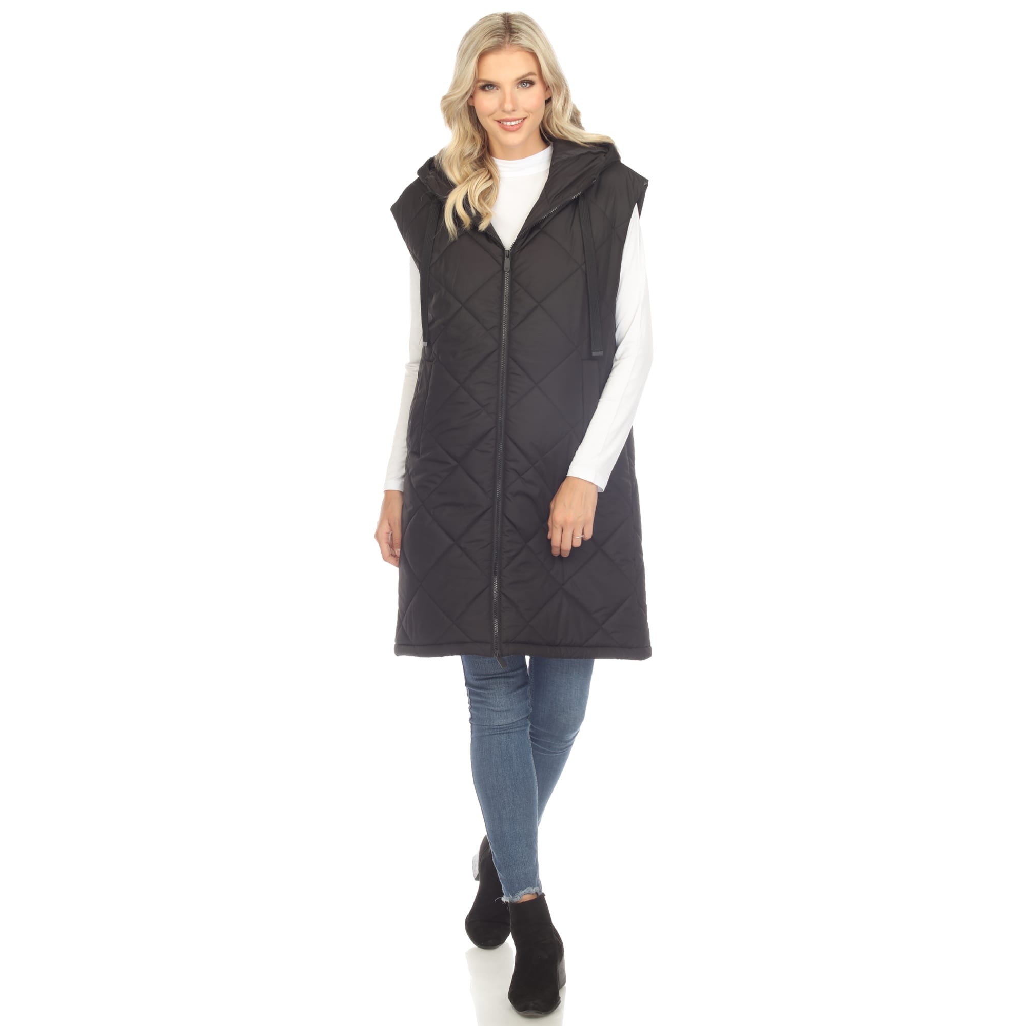 White Mark Women's Diamond Quilted Hooded Puffer Vest – Zulily