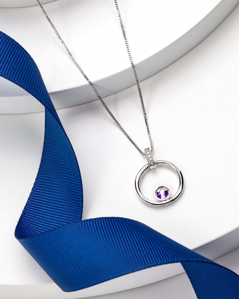 Silver Aurora Borealis Swarovski Crystal Necklace – Open Circle Dainty ...