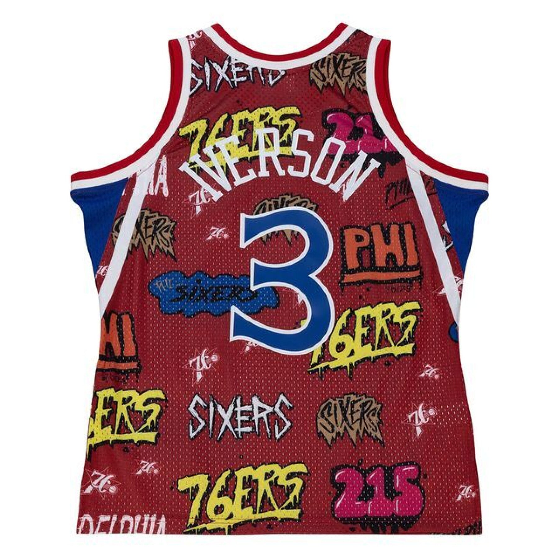 Men's Mitchell & Ness Slap Sticker Swingman Jersey 76Ers 1996 Allen Iv ...