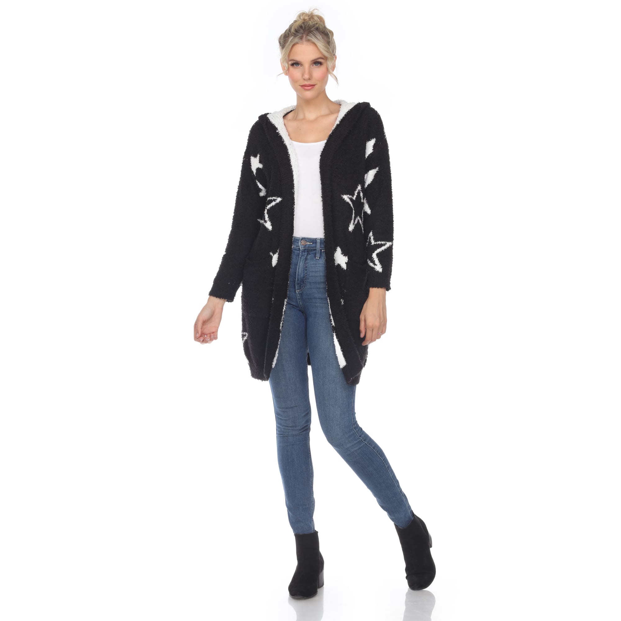 White Mark Women's Hooded Open Front Sherpa Coat – Zulily