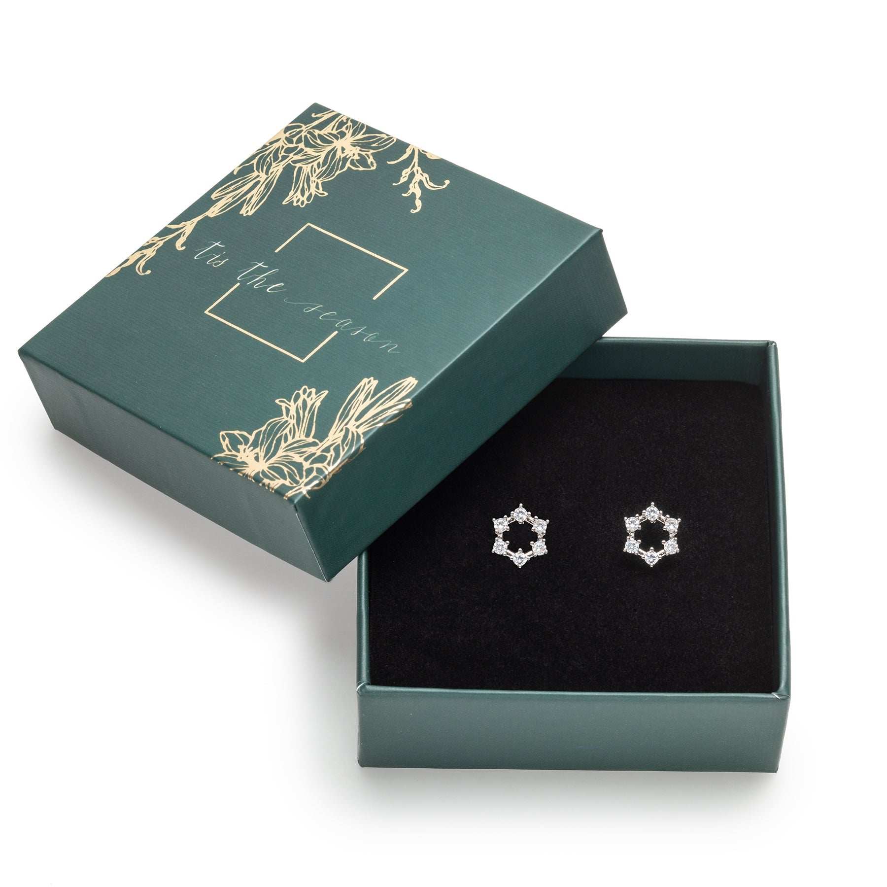 Holiday Gift Box with Wreath Swarovski Crystal Stud Earrings – Zulily