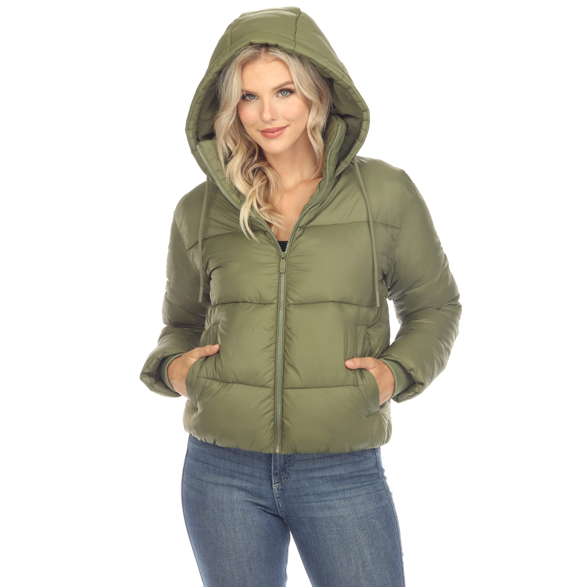 White Mark Women's Full Front Zip Hooded Bomber Puffer Jacket – Zulily