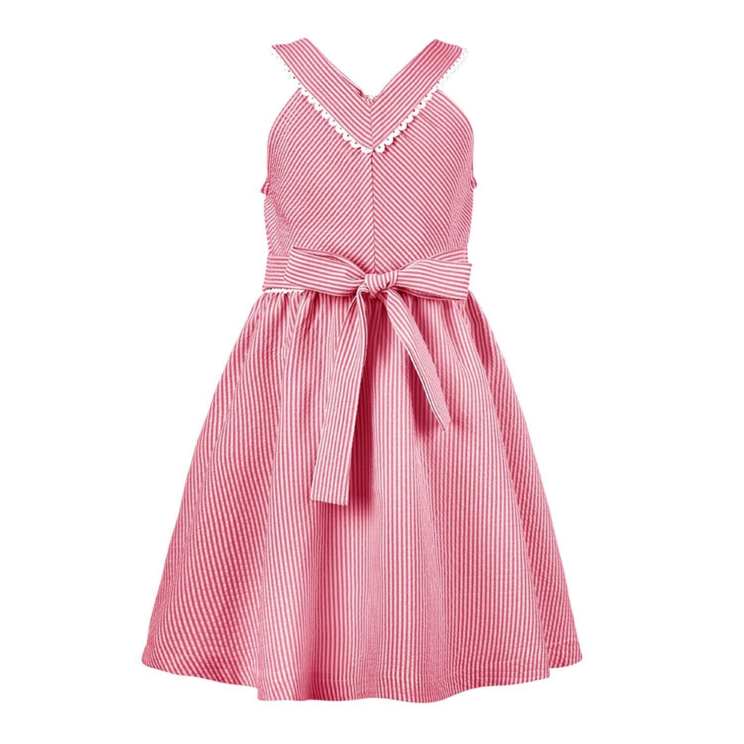 Red & White Stripe Bow-Accent Sleeveless A-Line Dress – Zulily