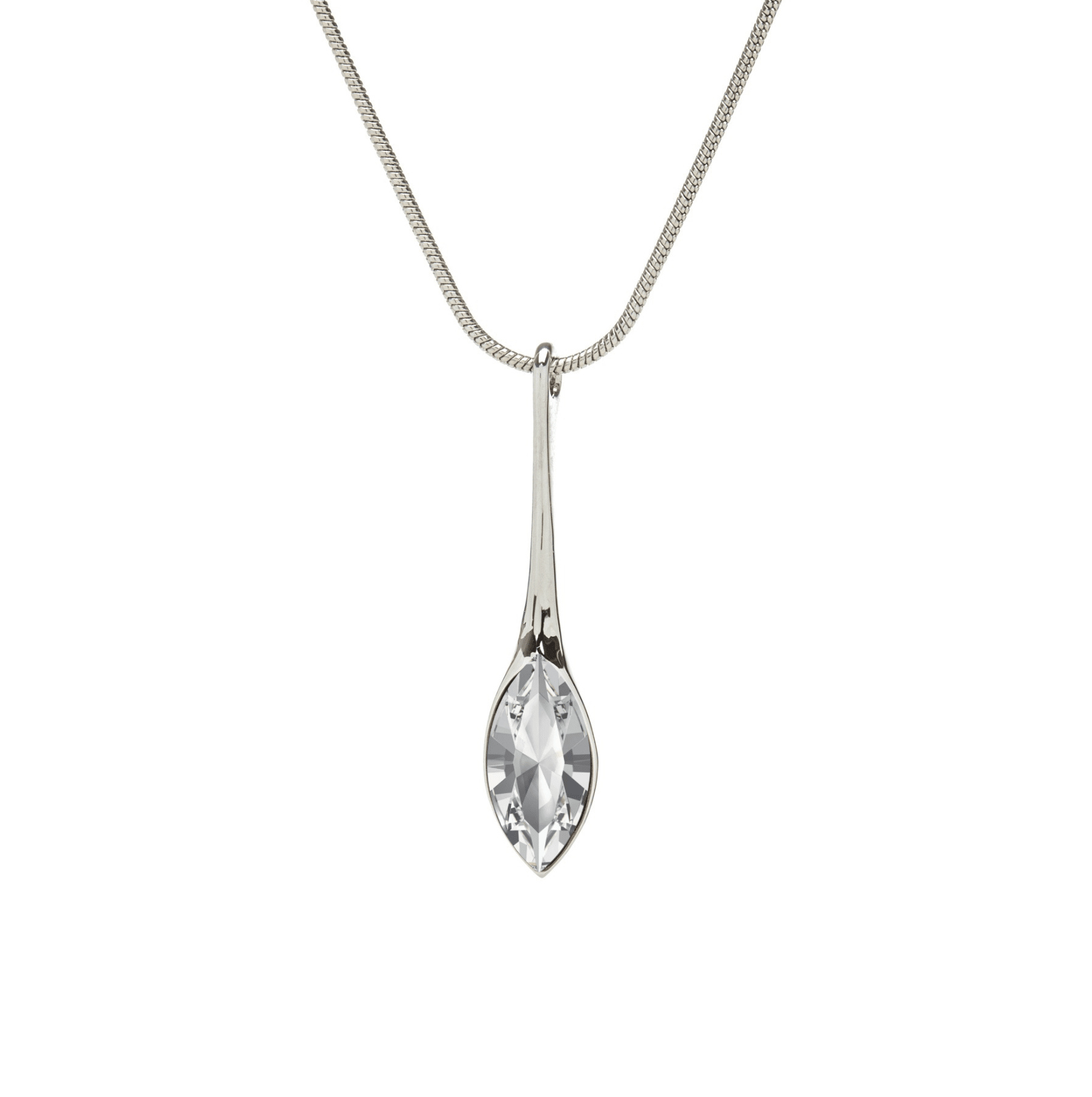 Elegant Long Clear Marquis Navette Drop Necklace with Swarovski Crysta ...