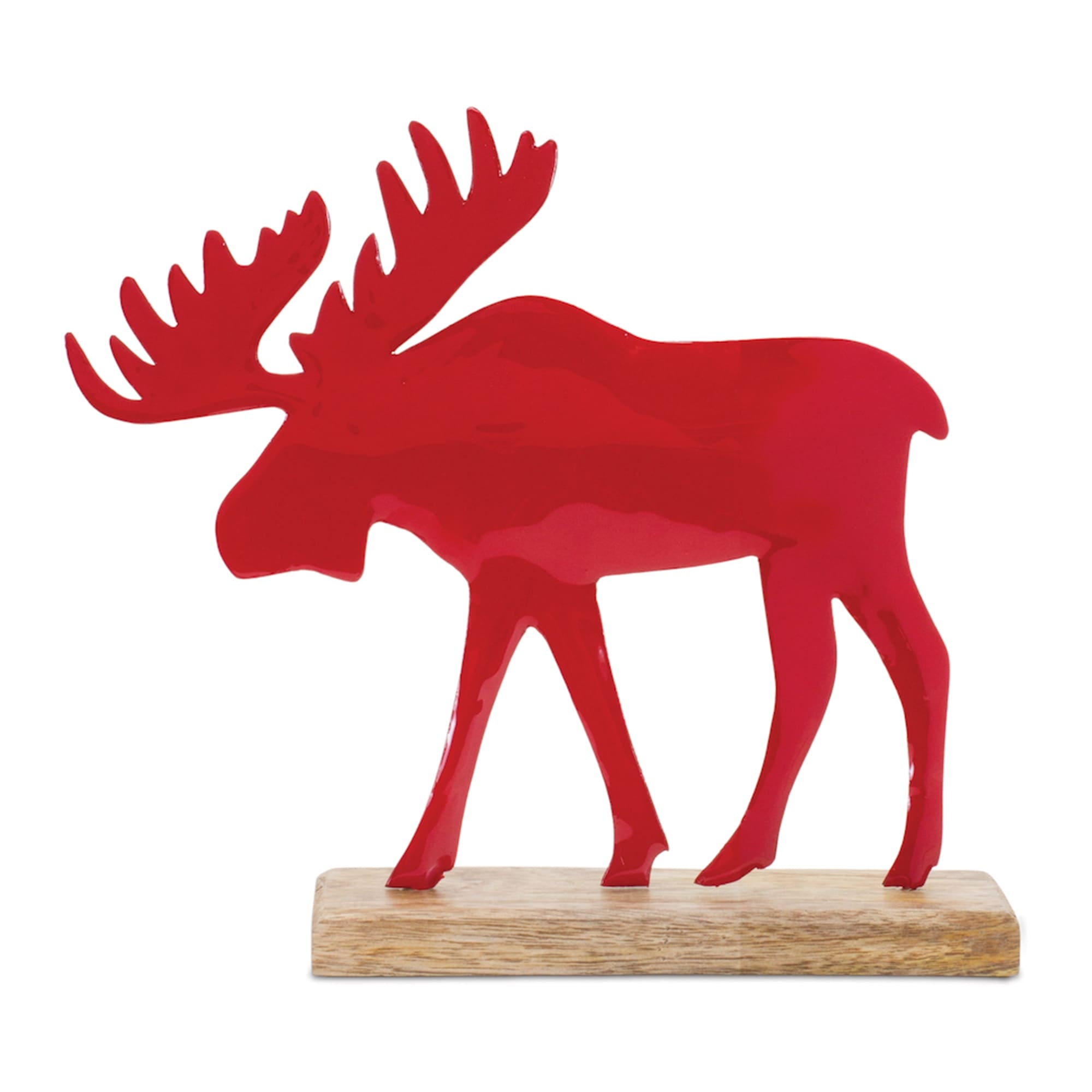 Melrose International Metal Moose Silhouette with Wood Base (Set of 2 ...
