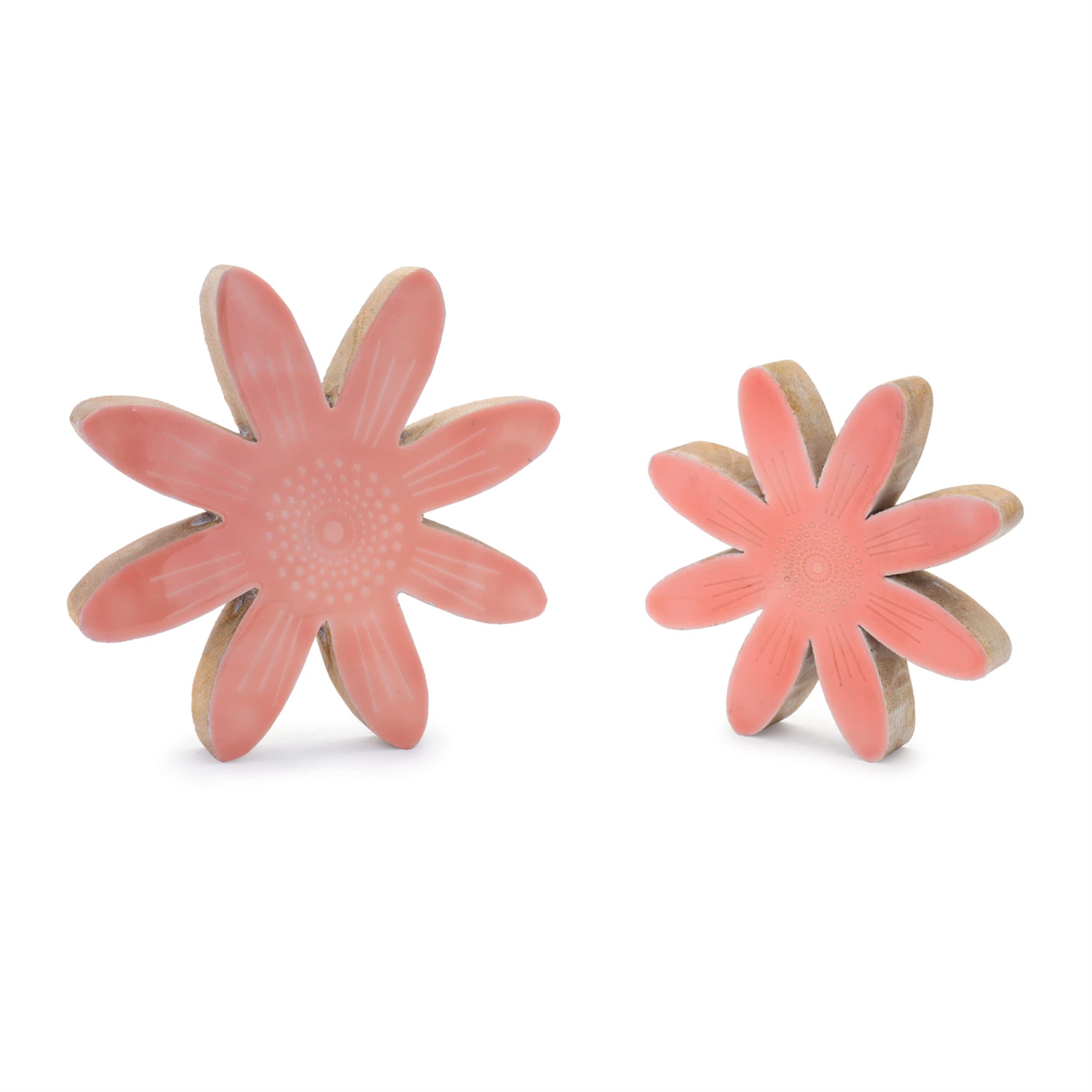 Melrose International Mango Wood Flower Decor (Set of 2) – Zulily