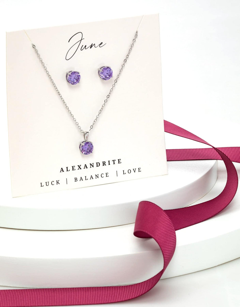 Silver Alexandrite - June Swarovski Crystal Necklace Earrings – Cz Bir ...